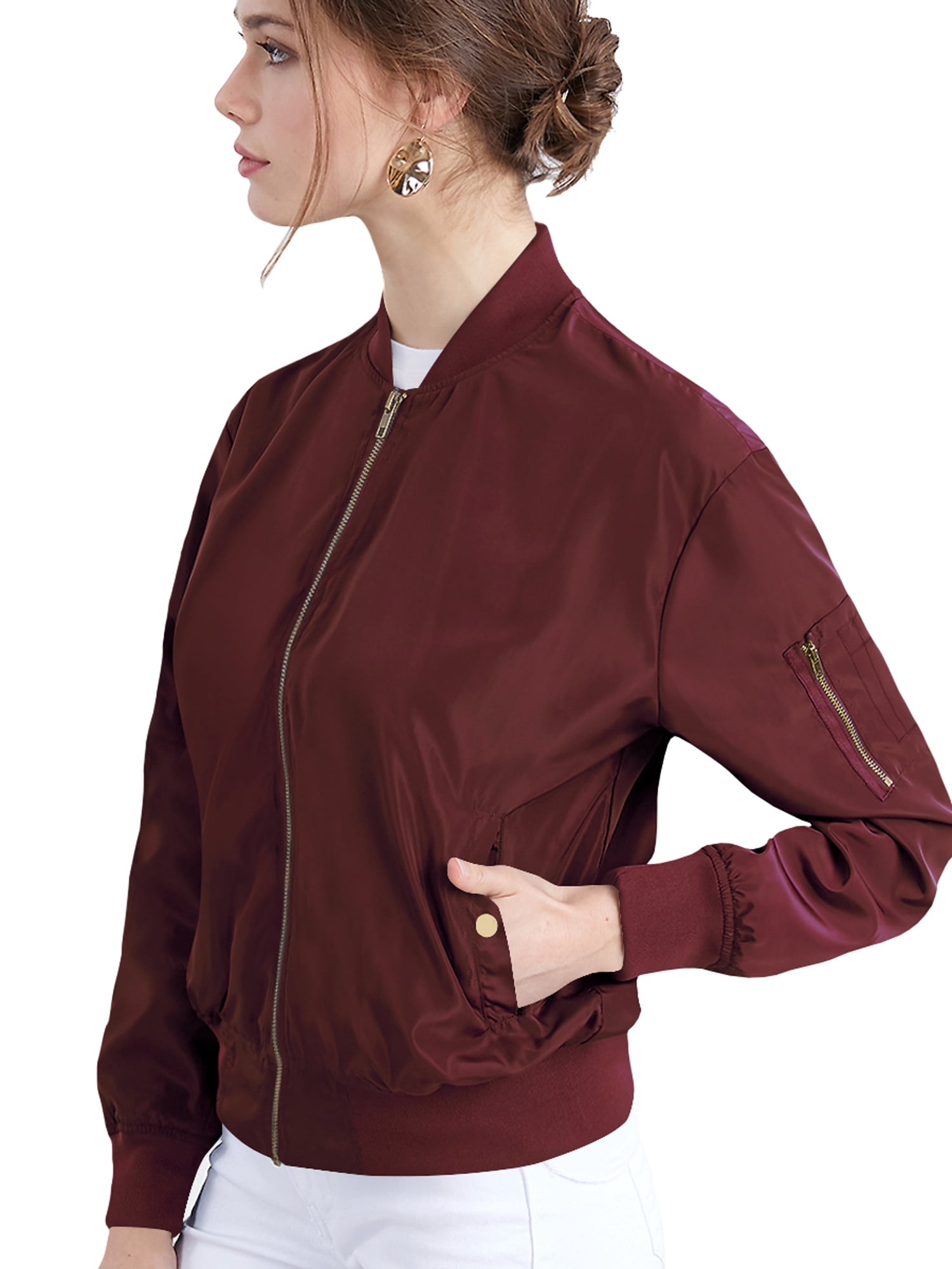 Women s Classic Lightweight Jacket Multi Pocket Windbreaker Bomber Women s Classic Lightweight Jacket Multi Pocket Windbreaker Bomber