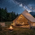 9.8 Ft Beige 4 Season Bell Tent with Stove Jack, Water-Resistant Oxford ...