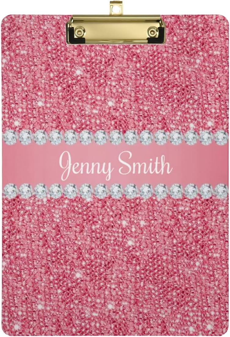 ZHANZZK Pink Glitter Clipboard Hardboard Wood Nursing Clip Board and ...