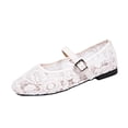 Bkhluea Women Lace Buckle Mary Jane Flats Adjustable Strap Comfortable ...