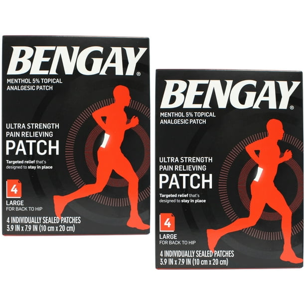 2 Pack - Bengay Ultra Strength, Pain Relieving Patch, Large Size, 4 ...