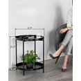 2 Tier End Table - Metal Side Table Waterproof Small Sofa Coffee Side ...