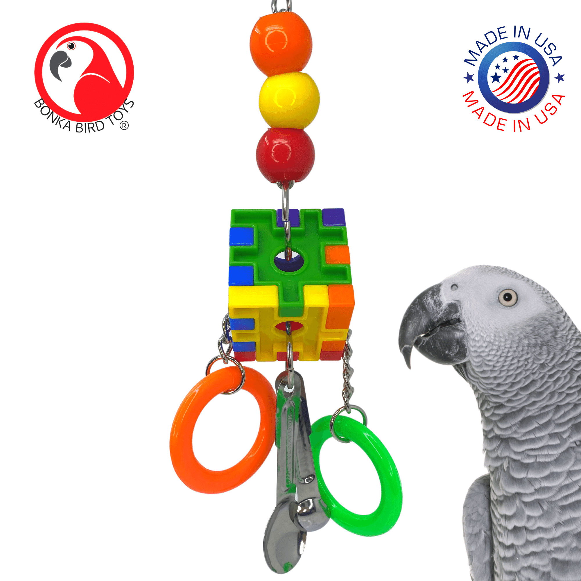 Bonka Bird Toys 3859 Rain Cube Spoon Medium Bird Toy - Walmart.com