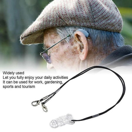 Elderly Hearing Aid Anti Lost Lanyard Black Rope White Transparent Clip ...