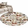 Brown Horses Animal 3' Round Rug for Bathroom Accent Bedside Corner ...