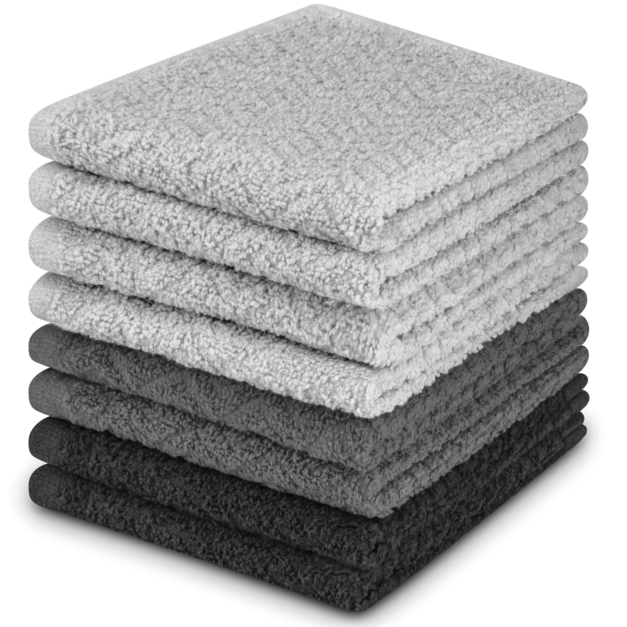 DecorRack 8 Pack Kitchen Dish Towels, 100% Cotton, 12 x 12 inch Dish ...