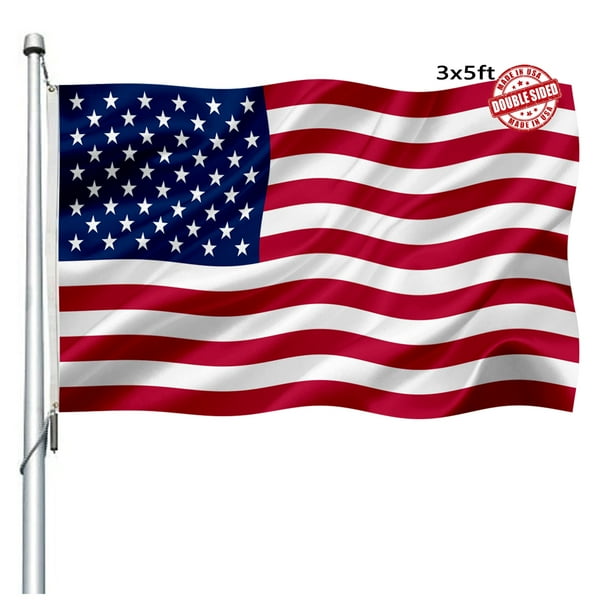 Double Sided American US Flag 3x5 FT Outdoor- UV Fade Resistant 3Ply ...