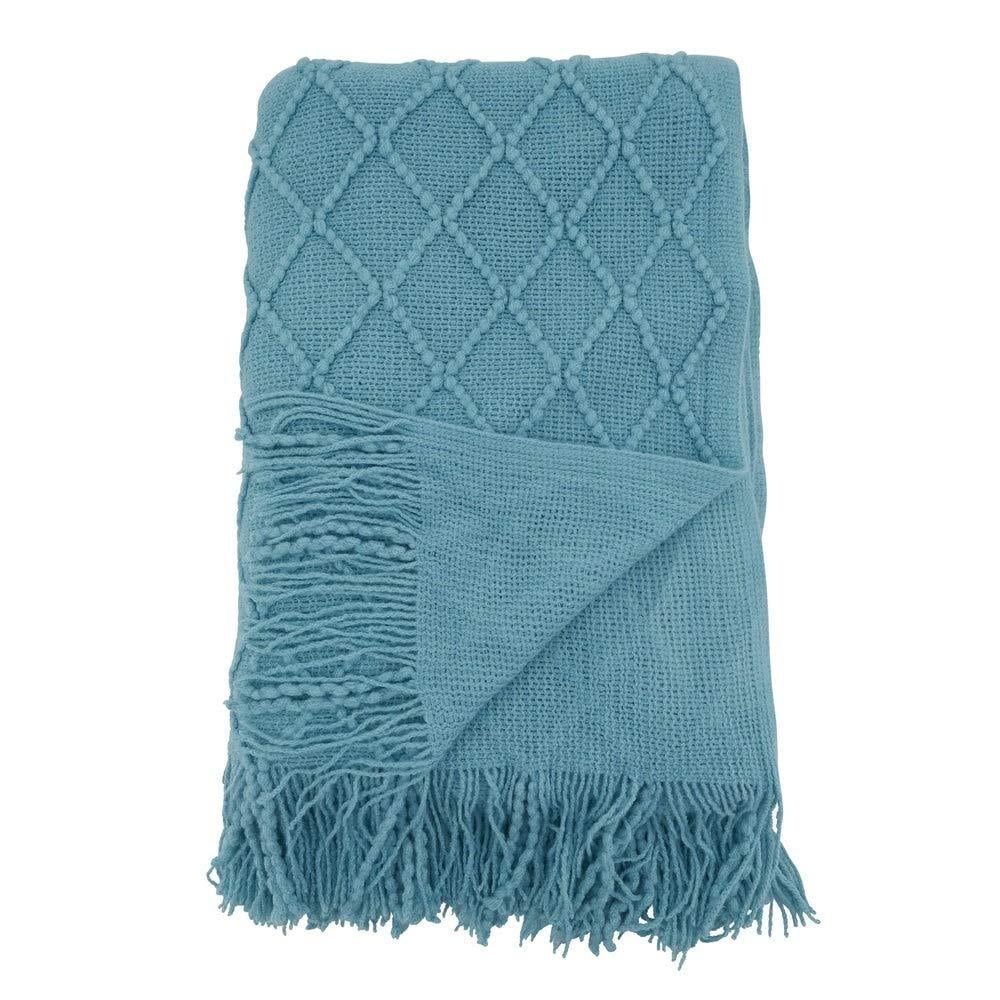 Fennco Styles Diamond Pleats Knit Modern Tassel 50 x 60 Inch Throw ...