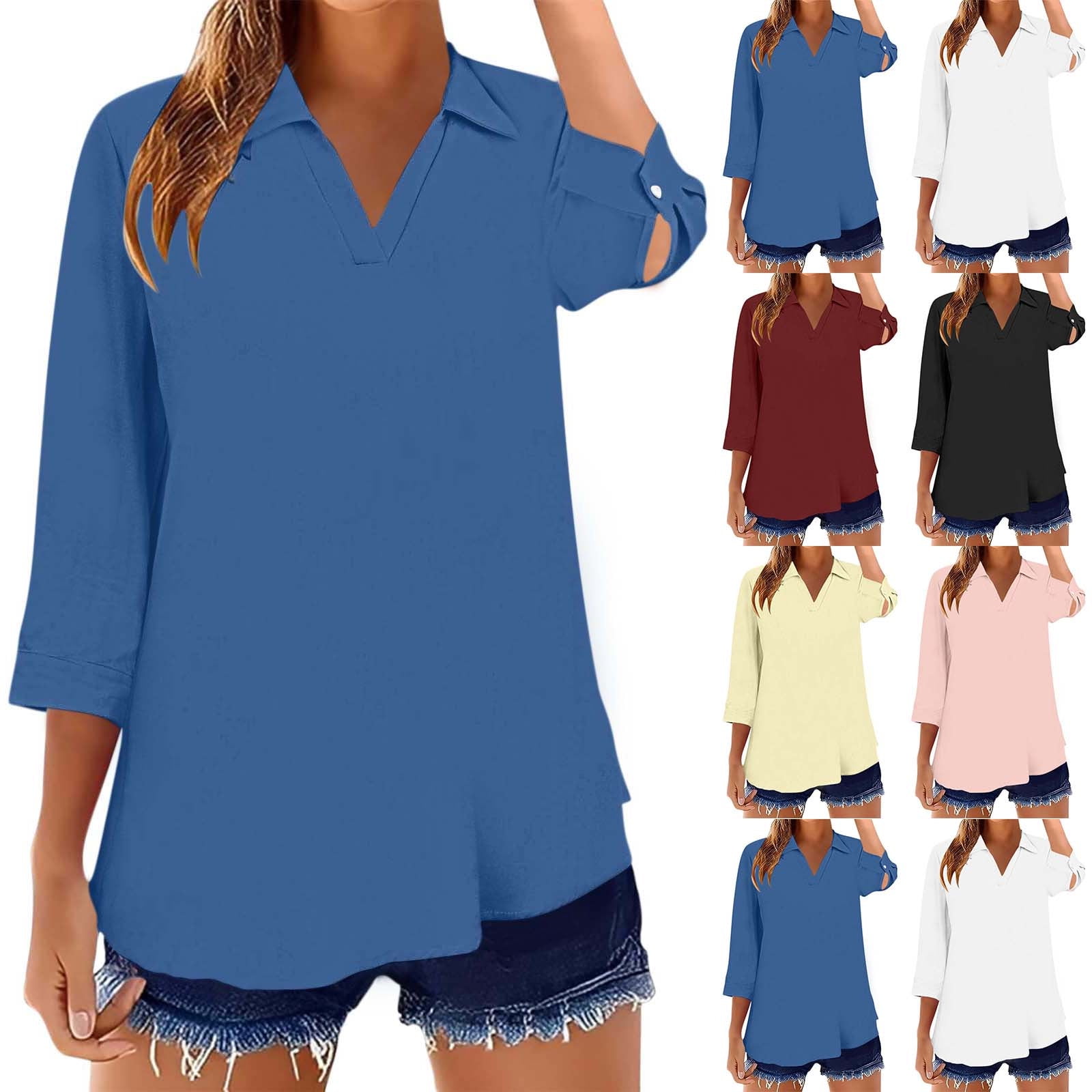 Click here for Yuyuzo Womens V Neck Shirts Casual Loose Fitted Co... prices