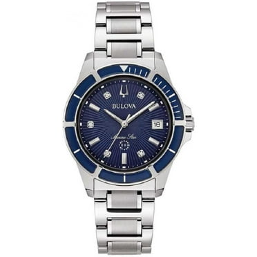 Bulova Women's Marine Star Diamonds Blue Mother of Pearl Watch 96R215 ...