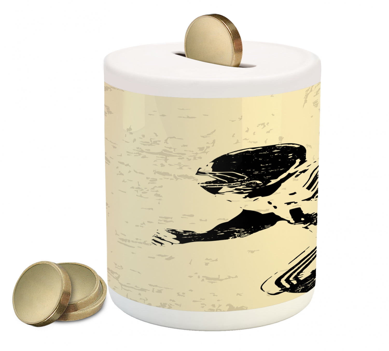 Sports Piggy Bank, Rugby Player in Action Running Success in Arena ...