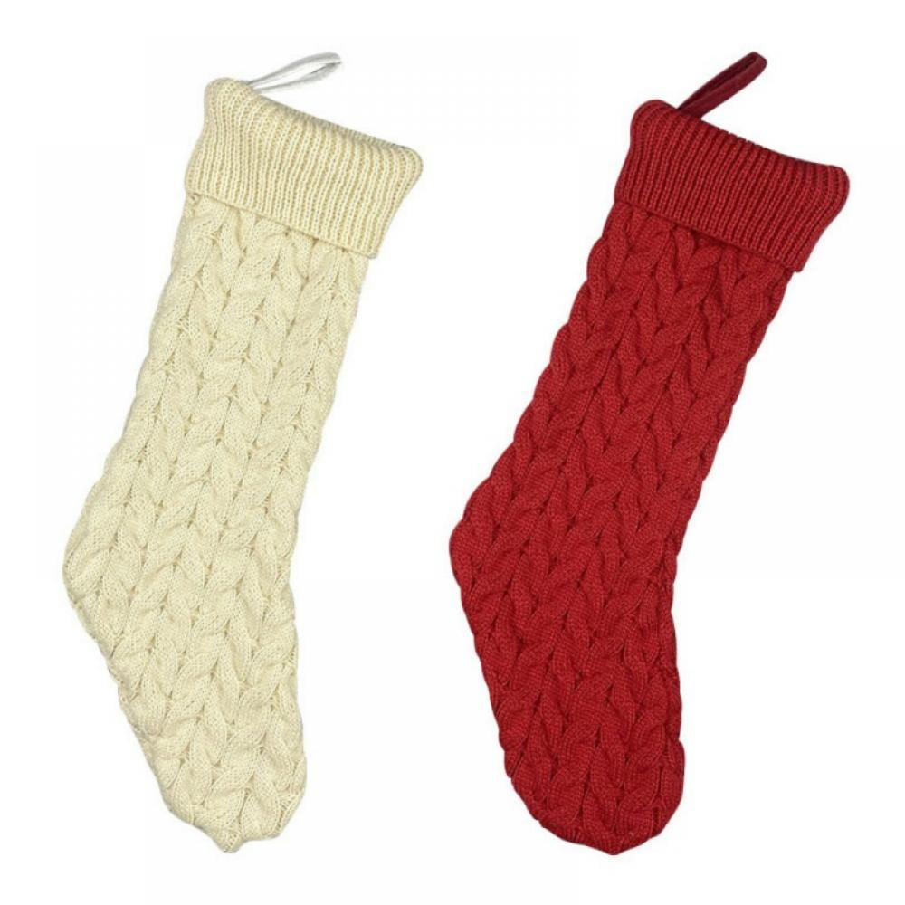 Overfox 21" Christmas Stockings, 2 Pack Large Size Rustic Cable Knit ...