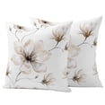 Beige Painting Floral Outdoor Waterproof Throw Pillow Covers 20x20 Set ...