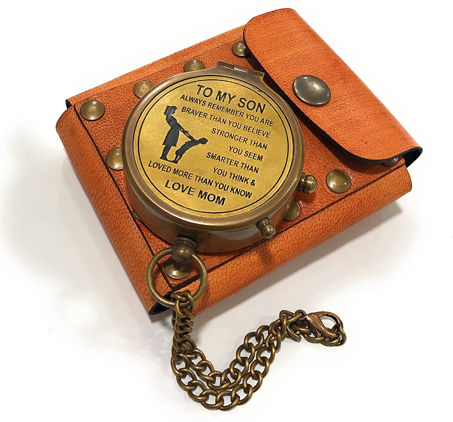 Brass Pocket Compass Quote Engraved Compass with Case Gift for Birthday ...