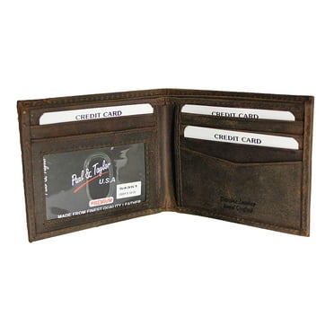 Mens Solid Genuine Leather Tri-fold Wallet - Walmart.com