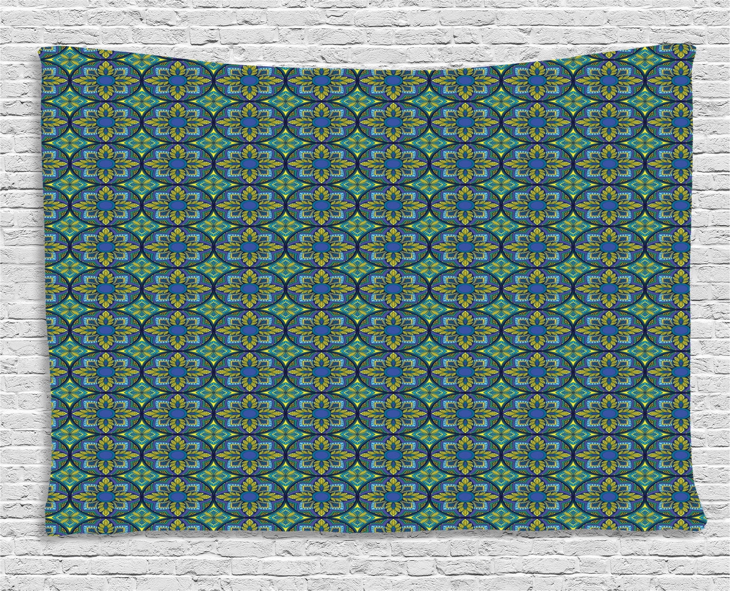 Vintage Tapestry, Western Culture Inspired Artistic Mosaic Floral Tiles ...