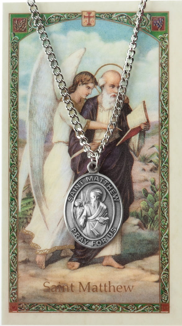 Pewter Saint St Matthew Apostle Medal with Laminated Holy Card, 1 1/16 ...