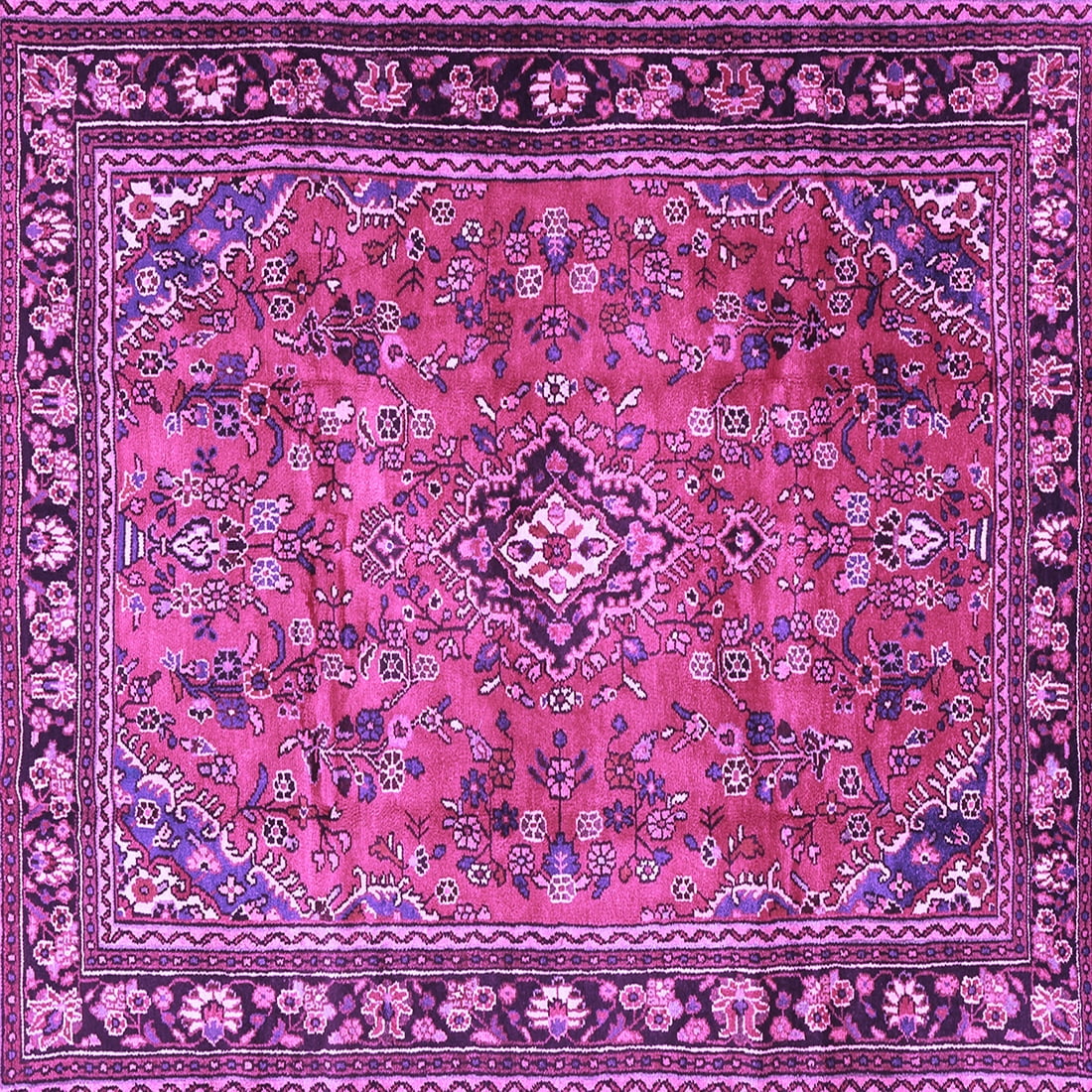 Ahgly Company Indoor Square Persian Purple Traditional Area Rugs, 5 ...