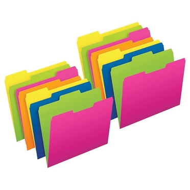 Pendaflex 40523 1/3 Cut Tab Letter Size Glow File Folders - Assorted ...