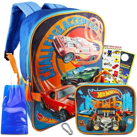 Hot Wheels Backpack and Lunch Box for Kids - 6 c Bundle with 16" Hot ...