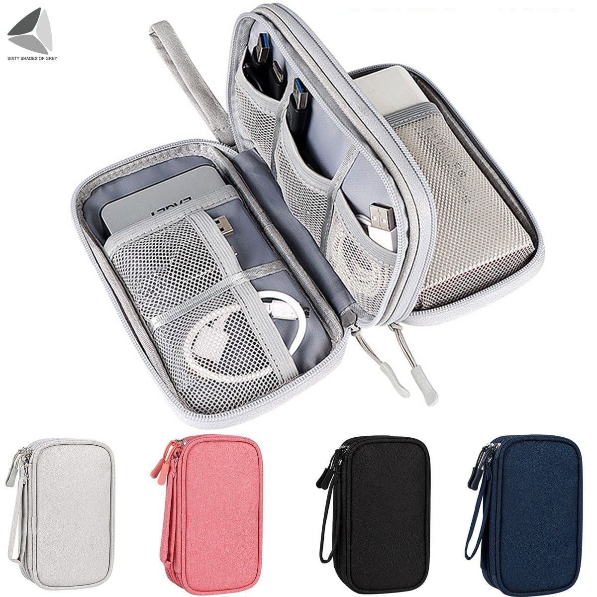 Sixtyshades Electronic Organizer Bag Waterproof Cable Storage Pouch ...