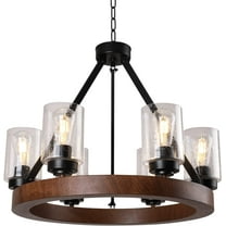 Farmhouse Chandelier, 5-Light Rustic Adjustable Entryway Light Fixture ...