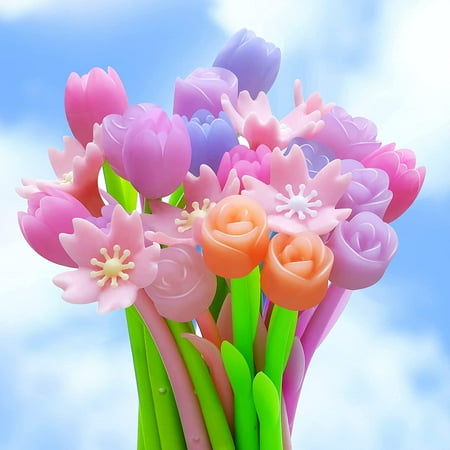 18 Pieces Color Changing Flower Pens Ballpoint Pens Colorful Gel Ink ...