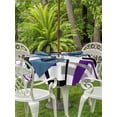 Abstract Lines Art Round Outdoor Tablecloth with Umbrella Hole Black ...