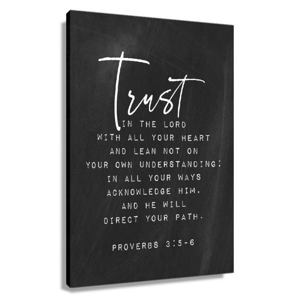 Black And White Wall Art Proverbs 3 5-6 Wall Art Bible Verse Poster ...
