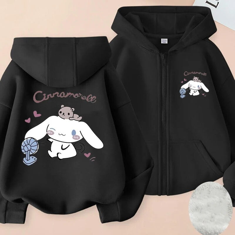 Sudadera con capucha de dibujos animados de Sanrio Cinnamoroll para adultos y niños, chaqueta ...