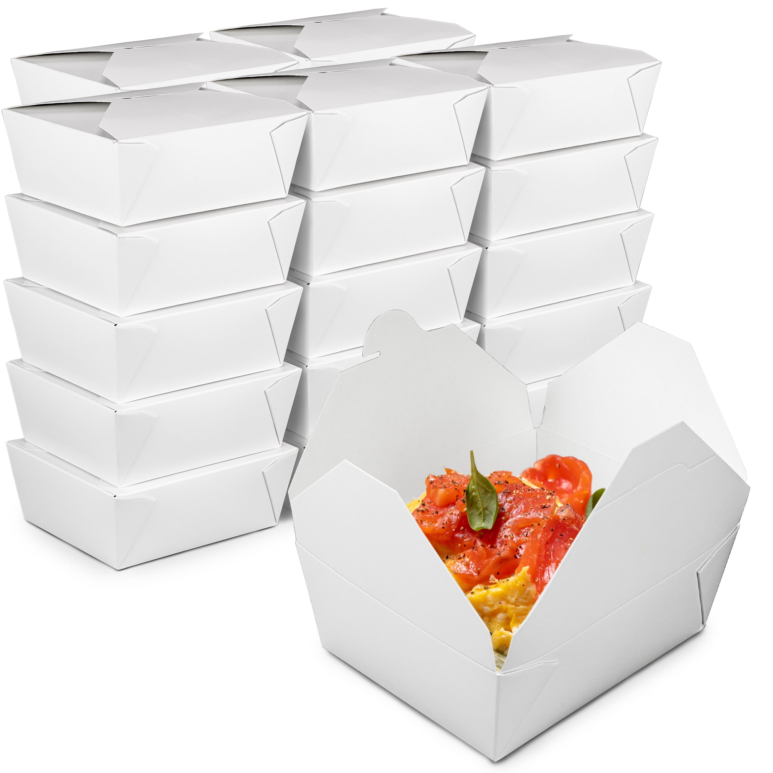 [300 Pack] 48 oz Paper Take Out Containers 6.8 x 5.5 x 2.5" - White ...