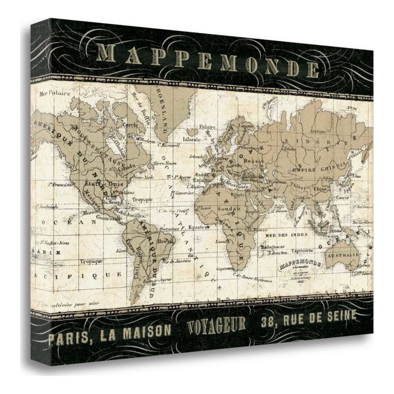 29" x 20" Mappemonde by Pela Studio - Print On Canvas Fabric Multi ...