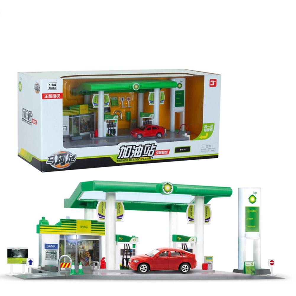Scale Sound +Light Service Gas Station Store Road Car Playing House Toy ...