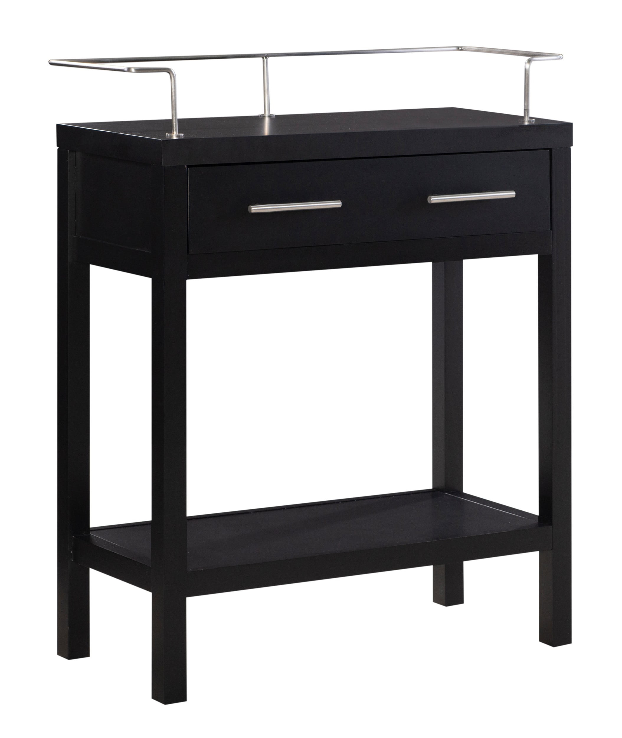 Linon Hoover Console, Black, 1 Drawer with Top and Bottom Shelf Storage ...