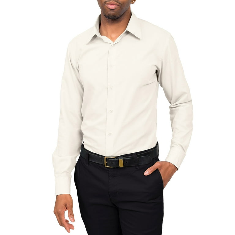 Mens Ivory Dress Shirt Slim Fit J. METHOD Men's Dress Shirt
