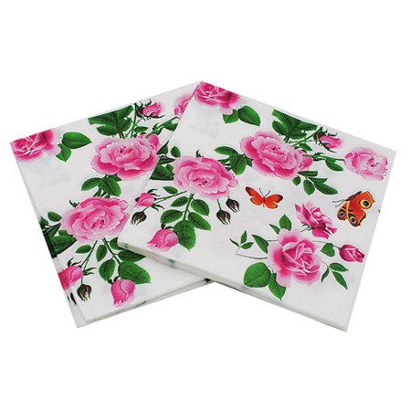 Set of 40 Colorful Paper Napkins - Butterfly Patterned Napkins ...