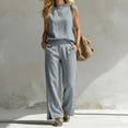 Cekizud Two Piece Sets for Women Solid Color Sleeveless Top Loose ...