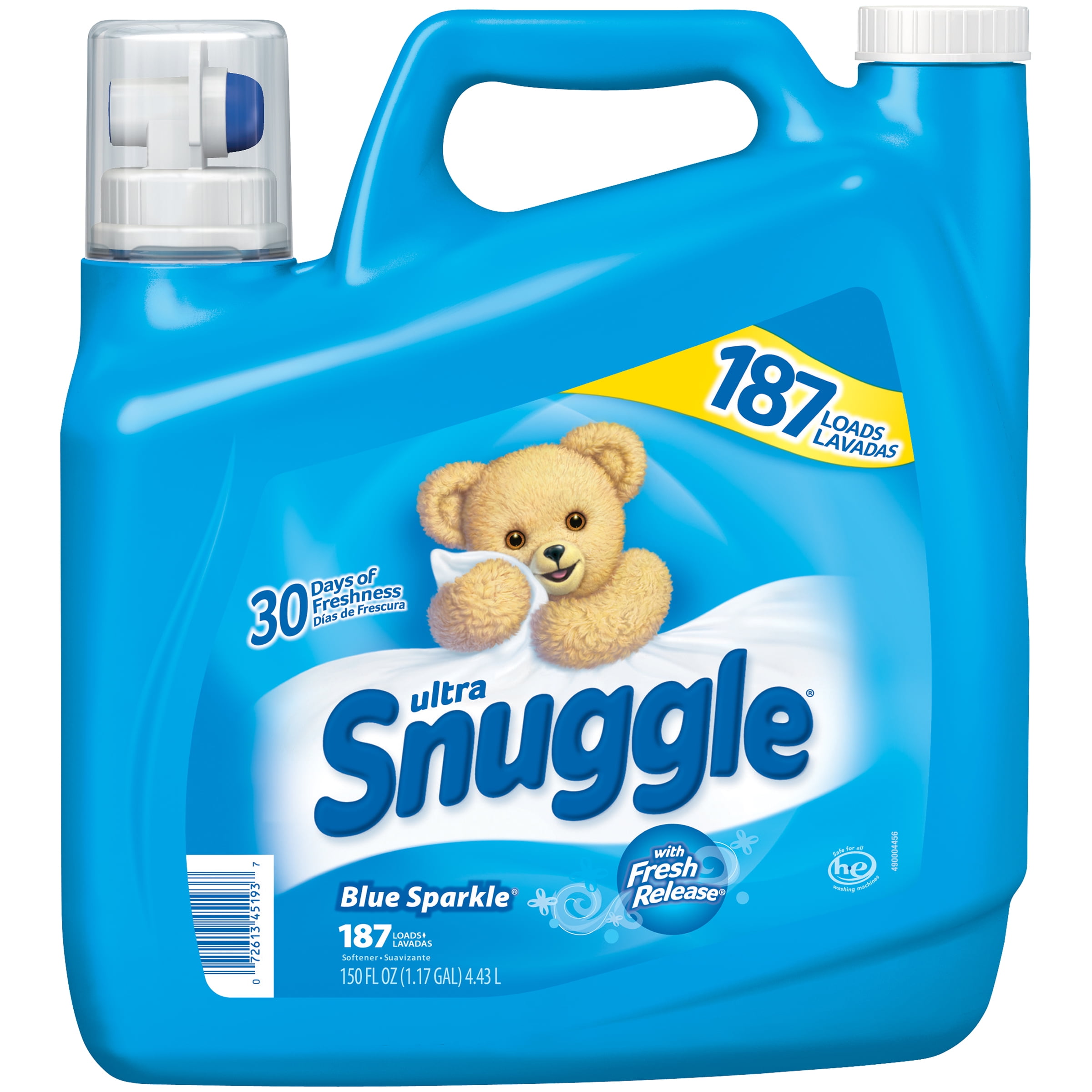 Snuggle Liquid Fabric Softener, Blue Sparkle, 150 Ounce, 187 Loads ...