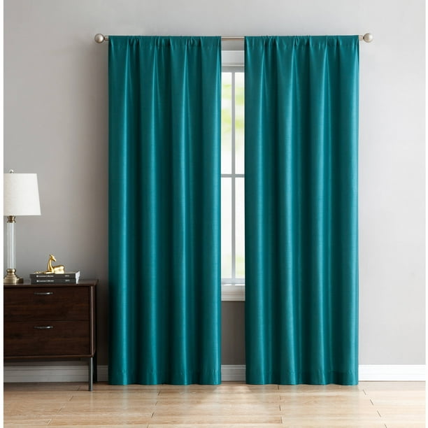 Mainstays Faux Silk Rod Pocket Top Window Curtains, Set of 2 - Walmart.com