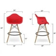 Home Square 28" Plastic Counter Stool with Arms in Red - Set of 2 ...
