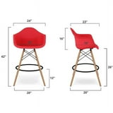 Home Square 28" Plastic Counter Stool with Arms in Red - Set of 2 ...