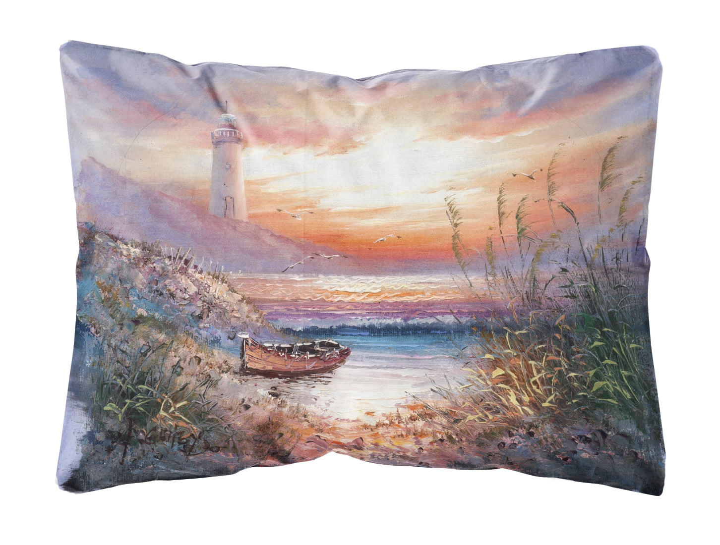 Lighthouse Scene with Boat Fabric Decorative Pillow - Walmart.com