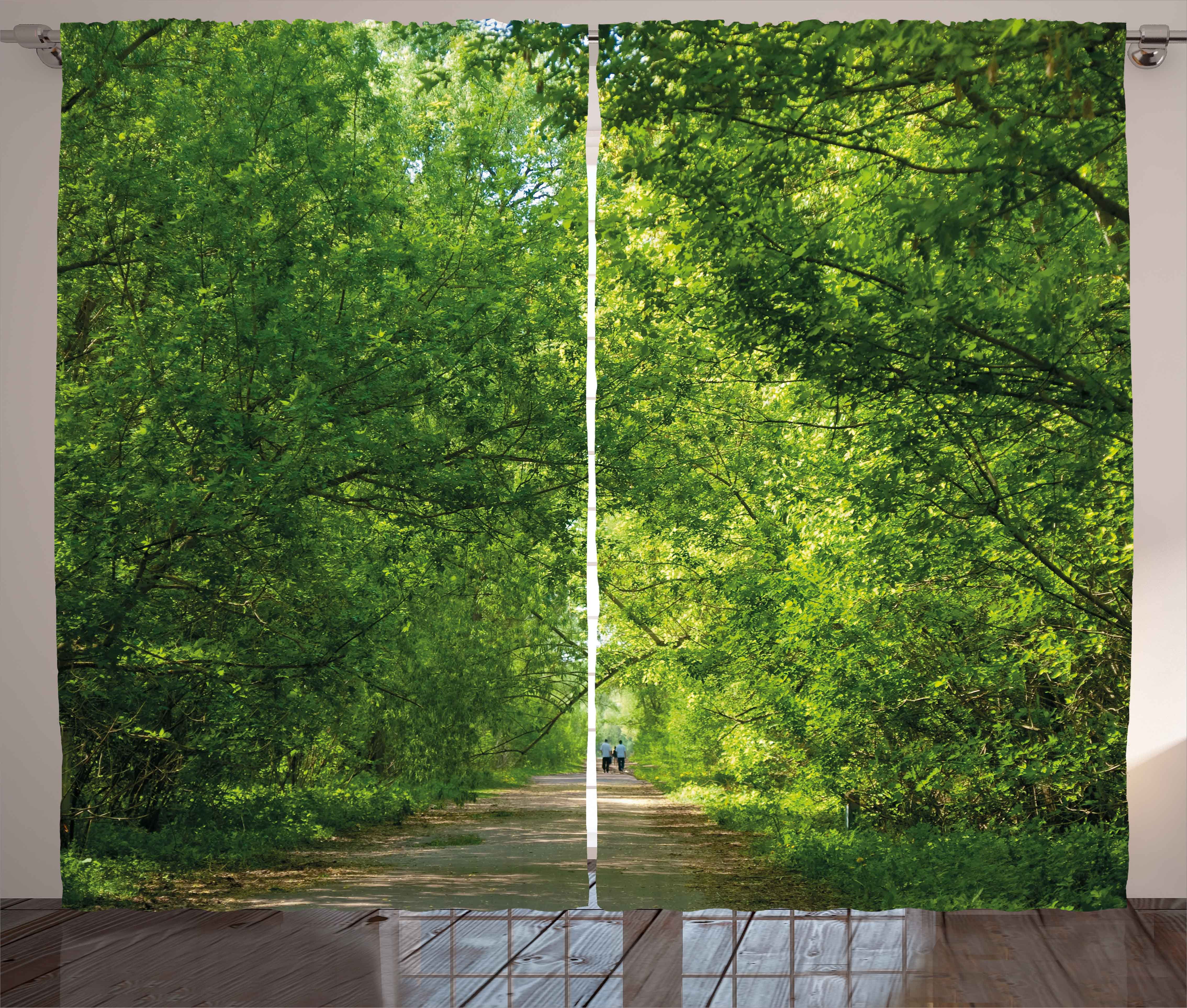 Landscape Curtains 2 Panels Set, Fresh Forest Canopy Trees over ...