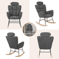 PAPROOS Comfy Grey Teddy Fabric Rocking Chair, High Backrest Glider for ...