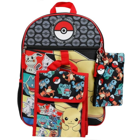Pokemon Pokeball Characters Pikachu 5 Piece 16" Backpack Set | Walmart ...