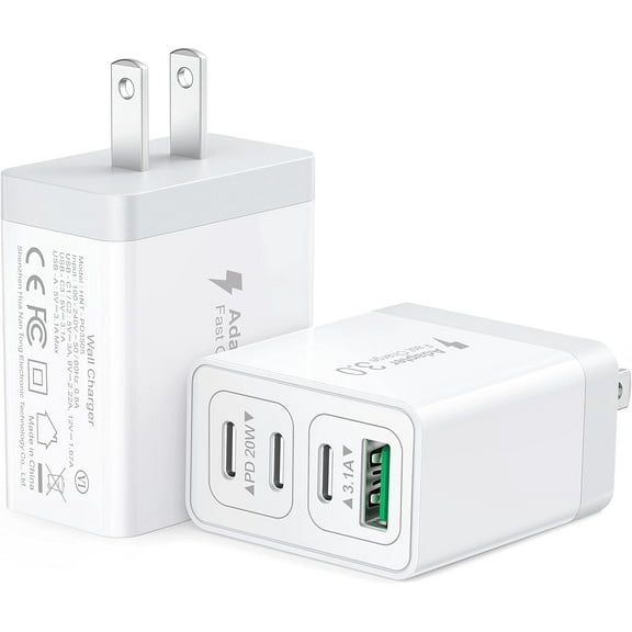 2-Pack USB C Wall Charger, 40W Fast USB C Charger Block, 4-Port PD ...