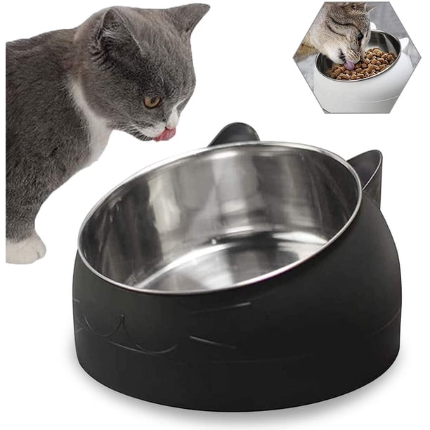 Cat Food Bowl, Pet Food Bowl, Tilted Stainless Steel Cat Bowl, Non-Slip ...