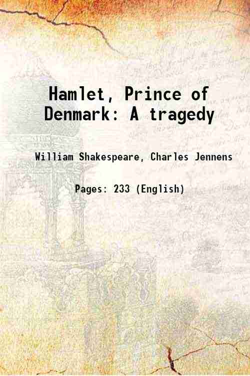 Hamlet, Prince of Denmark A tragedy 1773 - Walmart.com
