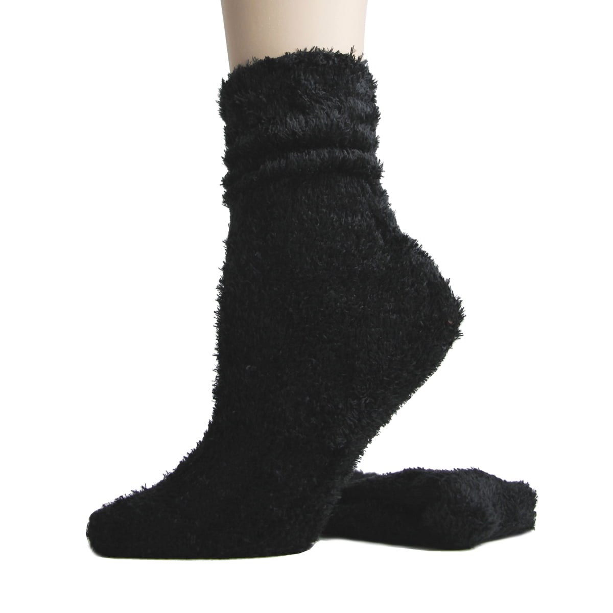 Black Microfiber Fuzzy Socks - Walmart.com