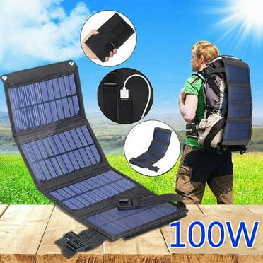 Kepeak 15W Foldable Solar Panel with USB-A/USB-C, 1-to-5 Cable, and LED ...